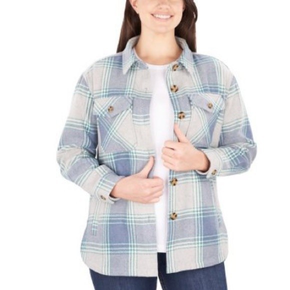 Member's Mark | Jackets & Coats | Nwt Ladies Blue Plaid Shacket With ...
